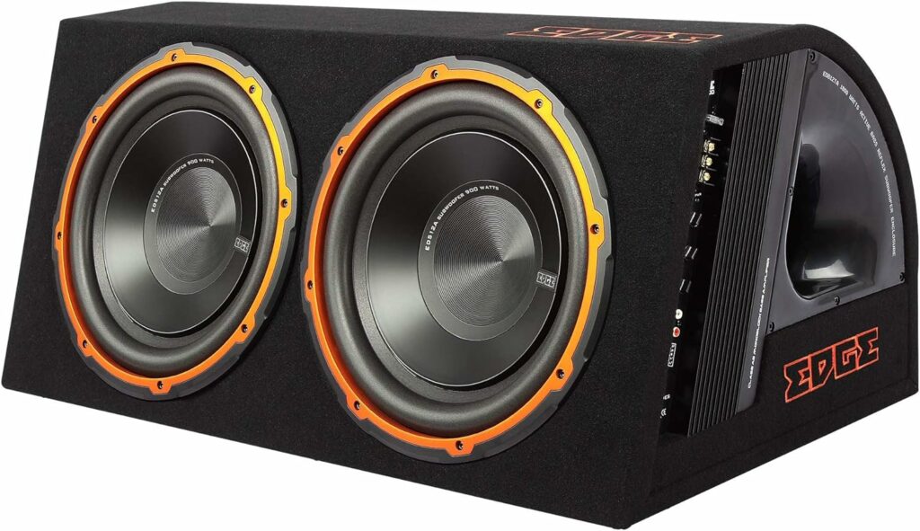 Edge EDB12TA-E0 Twin 12 Inch Active Enclosure Car Subwoofer 1800W ...